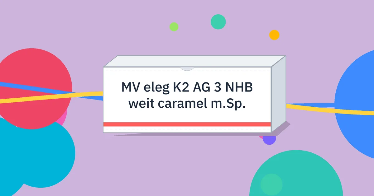 Symbolbild: Packung mit der Aufschrift MV eleg K2 AG 3 NHB weit caramel m.Sp. (PZN 15729362) – Verfügbarkeit und Bezug in Apotheken in Frankfurt am Main