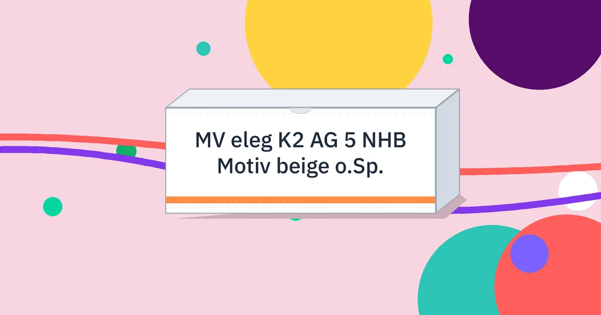 Symbolbild: Packung mit der Aufschrift MV eleg K2 AG 5 NHB Motiv beige o.Sp. (PZN 15722532) – Verfügbarkeit und Bezug in Apotheken in Frankfurt am Main