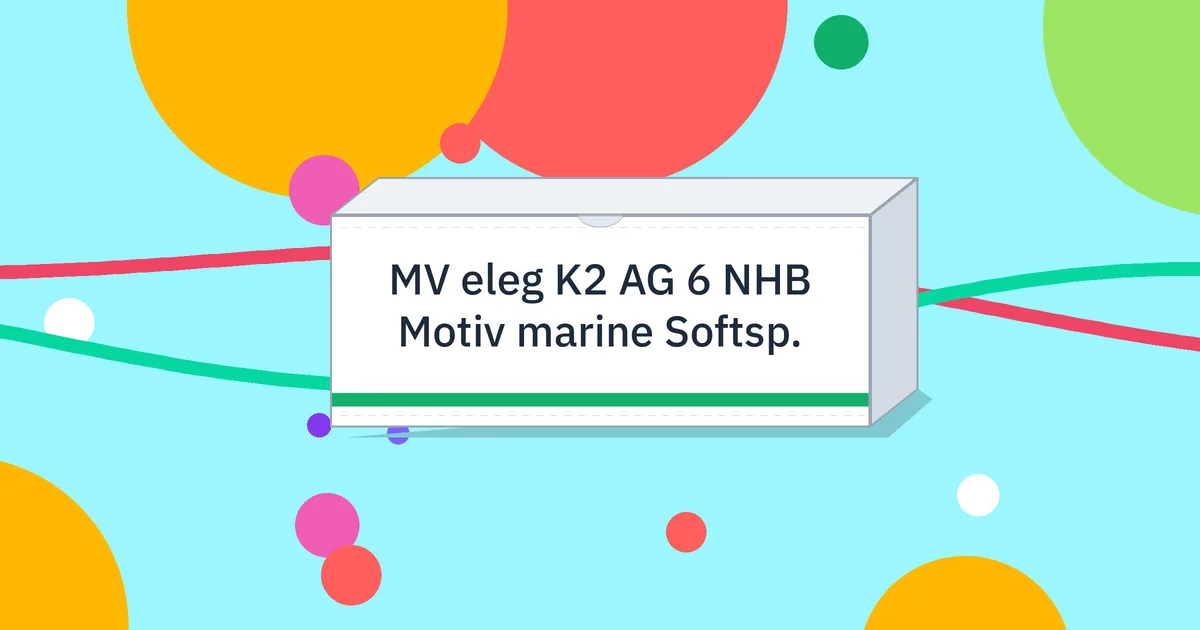 Symbolbild: Packung mit der Aufschrift MV eleg K2 AG 6 NHB Motiv marine Softsp. (PZN 15723098) – Verfügbarkeit und Bezug in Apotheken in Frankfurt am Main