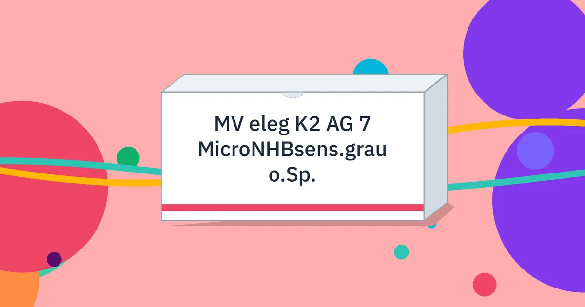Symbolbild: Packung mit der Aufschrift MV eleg K2 AG 7 MicroNHBsens.grau o.Sp. (PZN 18930188) – Verfügbarkeit und Bezug in Apotheken in Frankfurt am Main