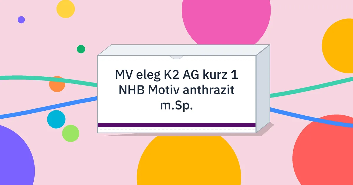 Symbolbild: Packung mit der Aufschrift MV eleg K2 AG kurz 1 NHB Motiv anthrazit m.Sp. (PZN 15707389) – Verfügbarkeit und Bezug in Apotheken in Frankfurt am Main