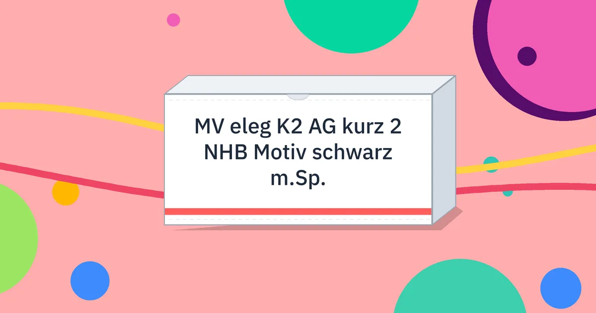 Symbolbild: Packung mit der Aufschrift MV eleg K2 AG kurz 2 NHB Motiv schwarz m.Sp. (PZN 15709075) – Verfügbarkeit und Bezug in Apotheken in Frankfurt am Main