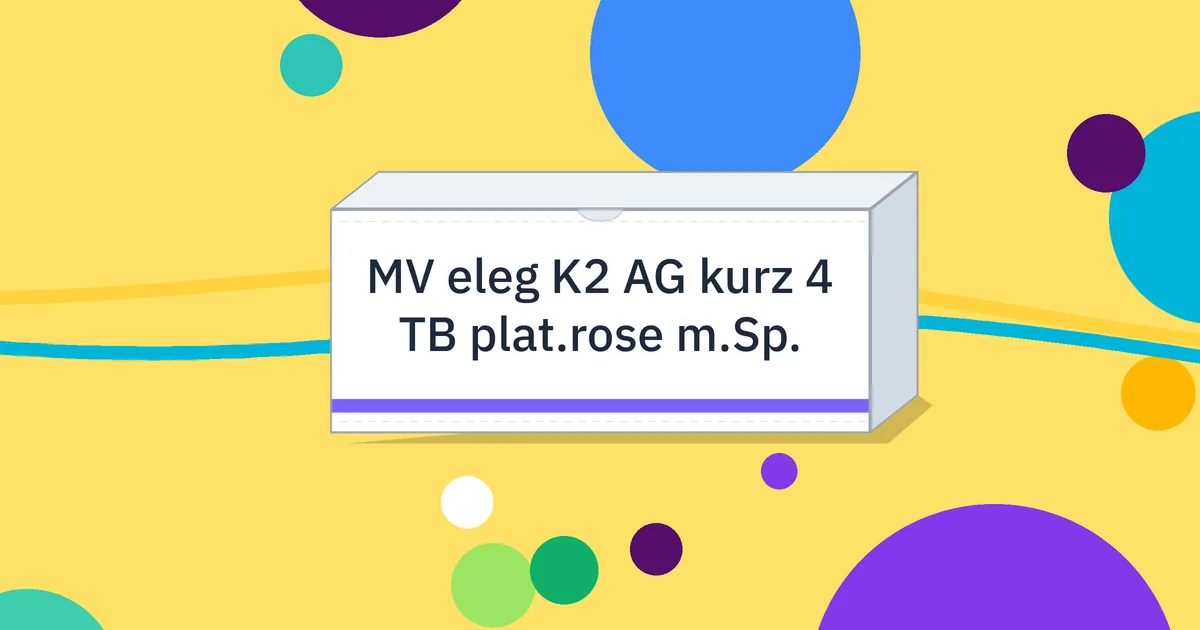 Symbolbild: Packung mit der Aufschrift MV eleg K2 AG kurz 4 TB plat.rose m.Sp. (PZN 14696413) – Verfügbarkeit und Bezug in Apotheken in Frankfurt am Main