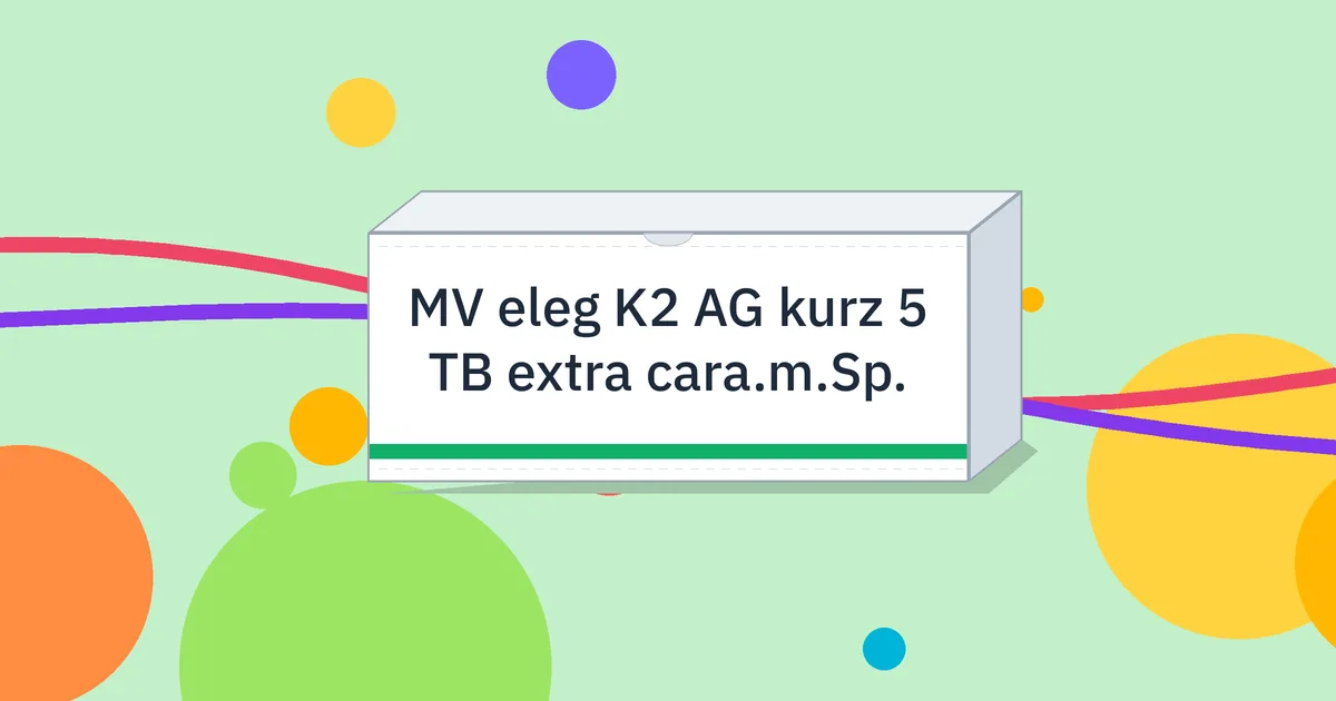 Symbolbild: Packung mit der Aufschrift MV eleg K2 AG kurz 5 TB extra cara.m.Sp. (PZN 09878709) – Verfügbarkeit und Bezug in Apotheken in Frankfurt am Main