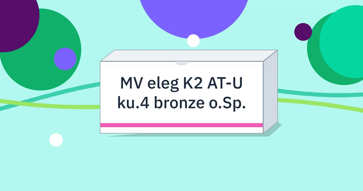 Symbolbild: Packung mit der Aufschrift MV eleg K2 AT-U ku.4 bronze o.Sp. (PZN 15289147) – Verfügbarkeit und Bezug in Apotheken in Frankfurt am Main