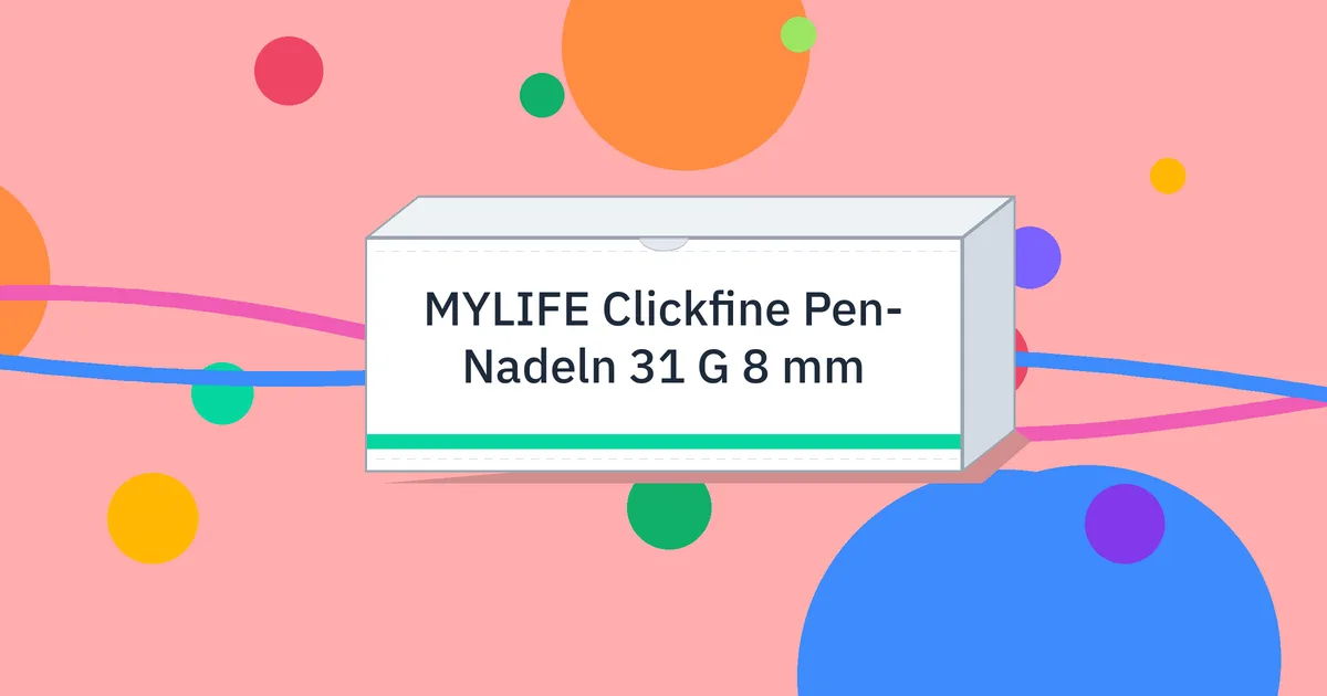 Symbolbild: Packung mit der Aufschrift MYLIFE Clickfine Pen-Nadeln 31 G 8 mm (PZN 11257713) – Verfügbarkeit und Bezug in Apotheken in Frankfurt am Main