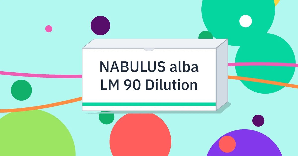 Symbolbild: Packung mit der Aufschrift NABULUS alba LM 90 Dilution (PZN 13615654) – Verfügbarkeit und Bezug in Apotheken in Frankfurt am Main