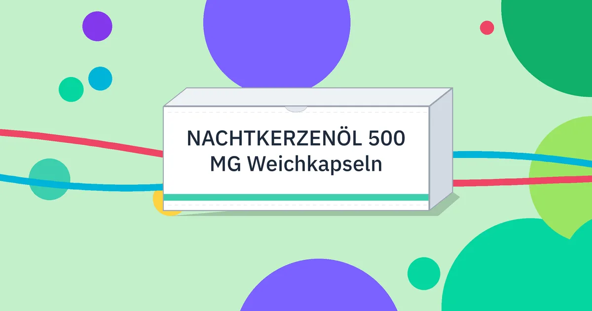 Symbolbild: Packung mit der Aufschrift NACHTKERZENÖL 500 MG Weichkapseln (PZN 16729571) – Verfügbarkeit und Bezug in Apotheken in Frankfurt am Main