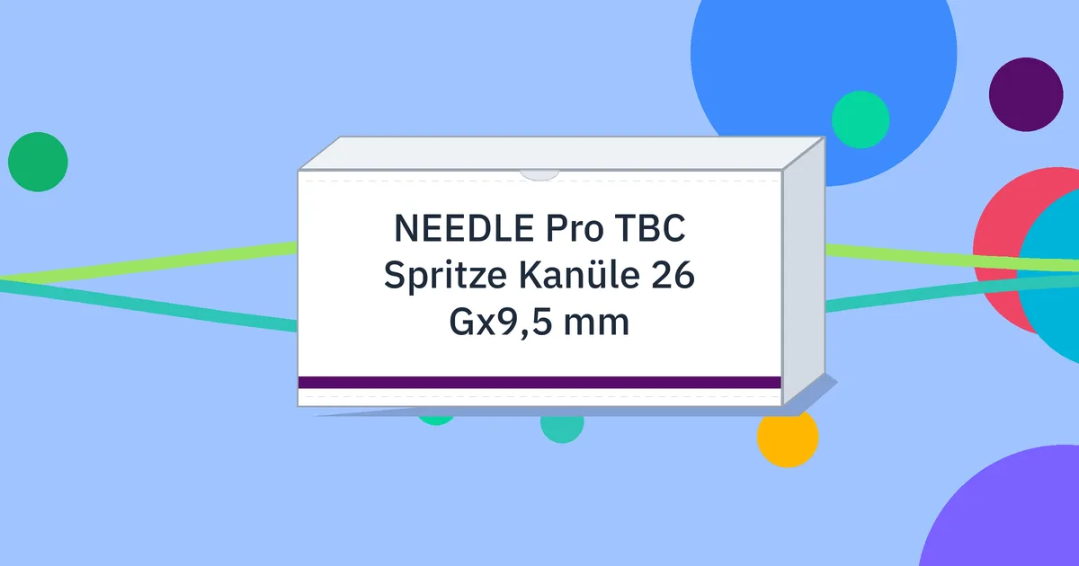 Symbolbild: Packung mit der Aufschrift NEEDLE Pro TBC Spritze Kanüle 26 Gx9,5 mm (PZN 09106616) – Verfügbarkeit und Bezug in Apotheken in Frankfurt am Main