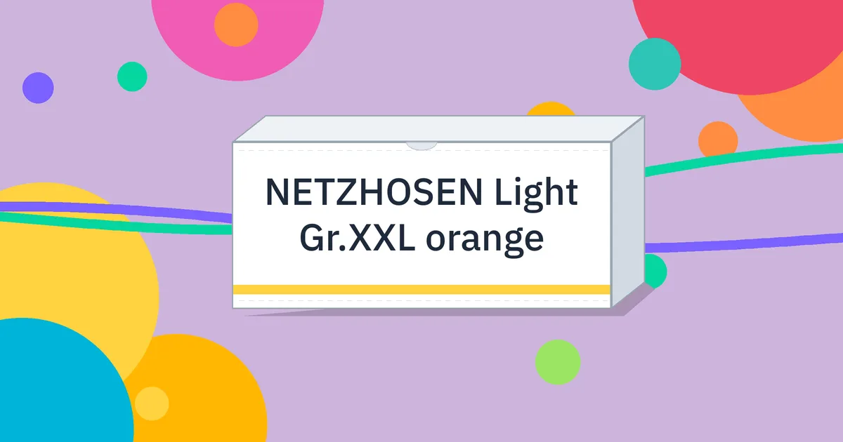 Symbolbild: Packung mit der Aufschrift NETZHOSEN Light Gr.XXL orange (PZN 11513234) – Verfügbarkeit und Bezug in Apotheken in Frankfurt am Main