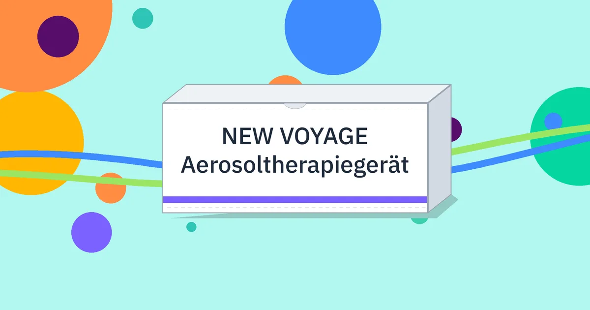 Symbolbild: Packung mit der Aufschrift NEW VOYAGE Aerosoltherapiegerät (PZN 10817096) – Verfügbarkeit und Bezug in Apotheken in Frankfurt am Main