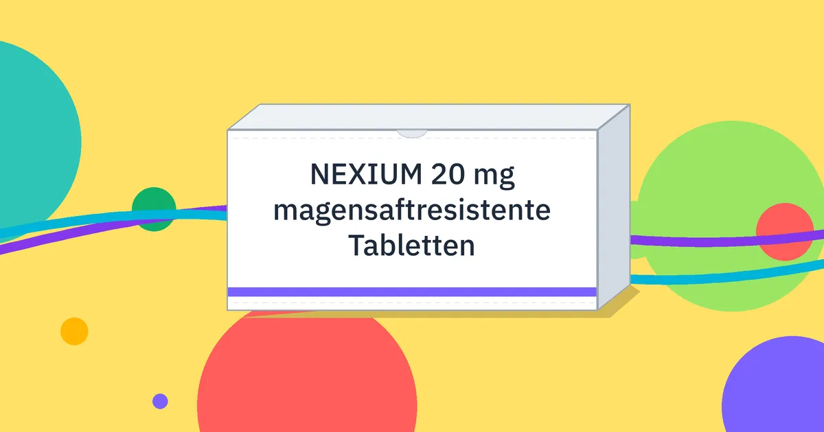 Symbolbild: Packung mit der Aufschrift NEXIUM 20 mg magensaftresistente Tabletten (PZN 07789054) – Verfügbarkeit und Bezug in Apotheken in Frankfurt am Main