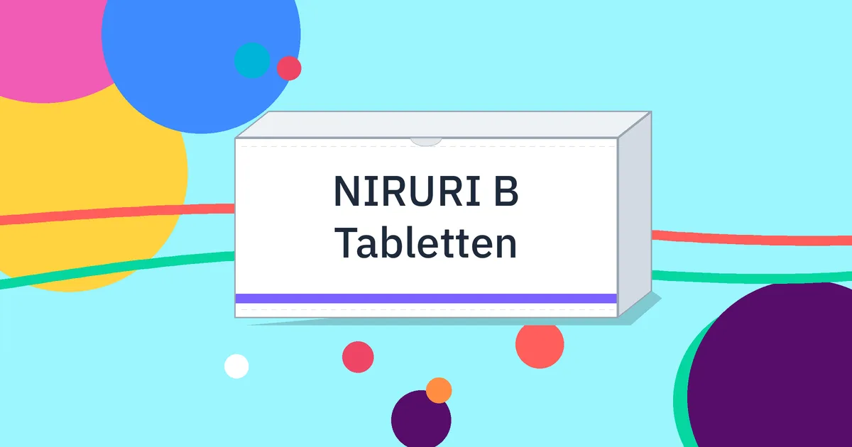Symbolbild: Packung mit der Aufschrift NIRURI B Tabletten (PZN 07226285) – Verfügbarkeit und Bezug in Apotheken in Frankfurt am Main
