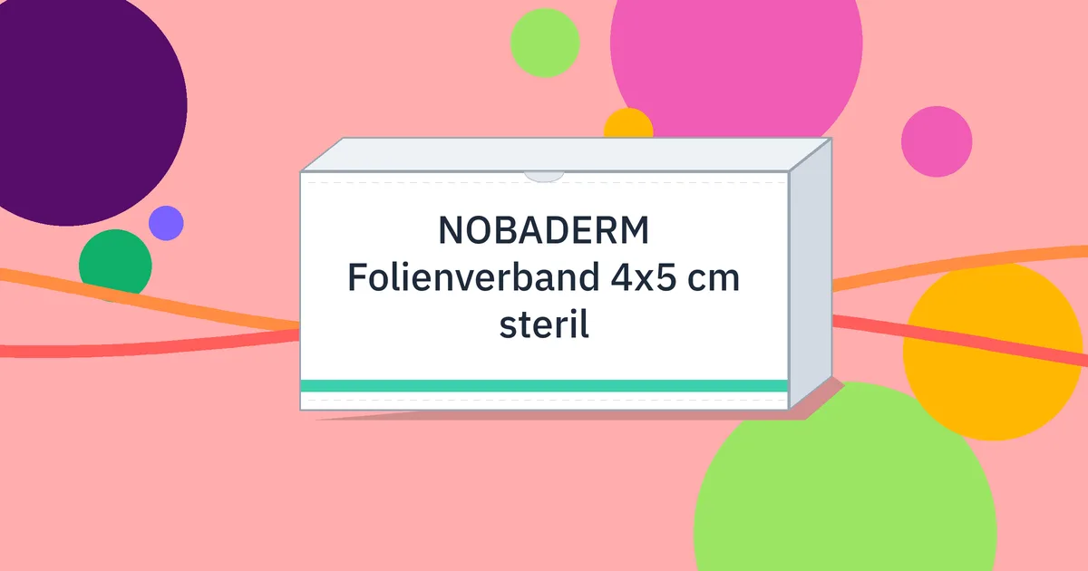Symbolbild: Packung mit der Aufschrift NOBADERM Folienverband 4x5 cm steril (PZN 16027917) – Verfügbarkeit und Bezug in Apotheken in Frankfurt am Main