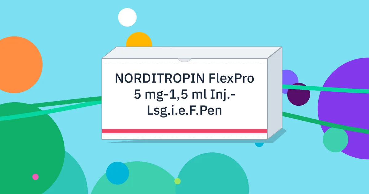 Symbolbild: Packung mit der Aufschrift NORDITROPIN FlexPro 5 mg-1,5 ml Inj.-Lsg.i.e.F.Pen (PZN 17669210) – Verfügbarkeit und Bezug in Apotheken in Frankfurt am Main