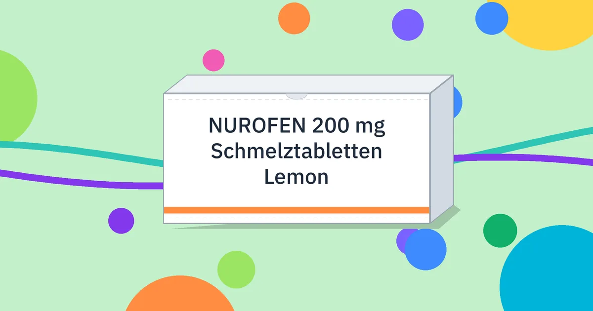 Symbolbild: Packung mit der Aufschrift NUROFEN 200 mg Schmelztabletten Lemon (PZN 11550548) – Verfügbarkeit und Bezug in Apotheken in Frankfurt am Main