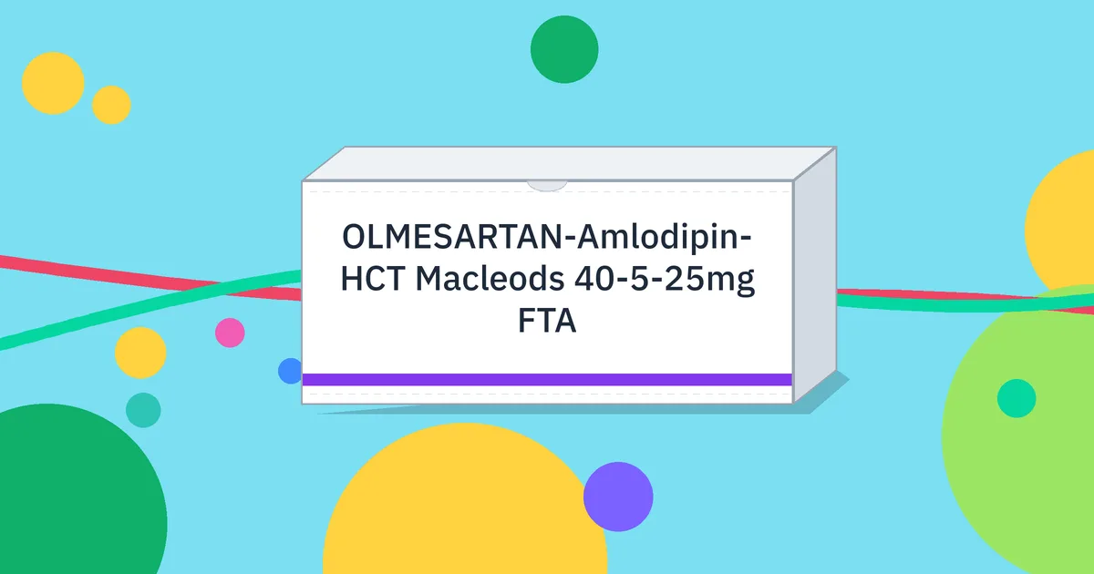 Symbolbild: Packung mit der Aufschrift OLMESARTAN-Amlodipin-HCT Macleods 40-5-25mg FTA (PZN 18314667) – Verfügbarkeit und Bezug in Apotheken in Frankfurt am Main