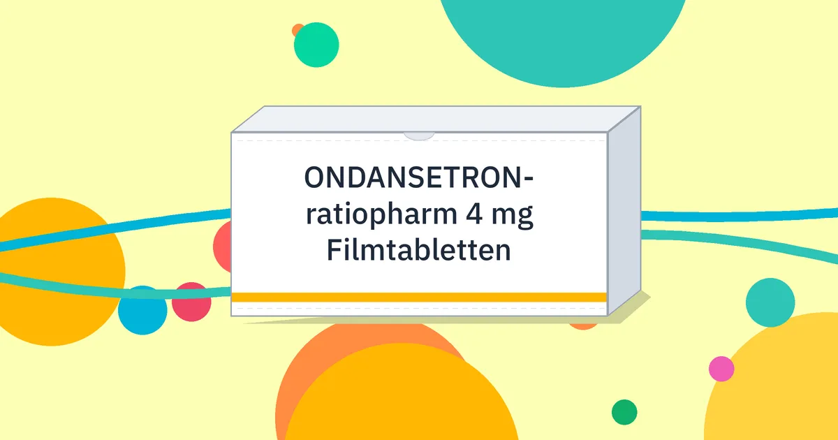Symbolbild: Packung mit der Aufschrift ONDANSETRON-ratiopharm 4 mg Filmtabletten (PZN 09123537) – Verfügbarkeit und Bezug in Apotheken in Frankfurt am Main