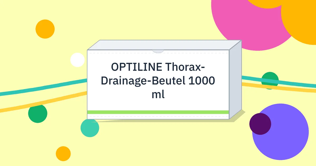 Symbolbild: Packung mit der Aufschrift OPTILINE Thorax-Drainage-Beutel 1000 ml (PZN 16368788) – Verfügbarkeit und Bezug in Apotheken in Frankfurt am Main