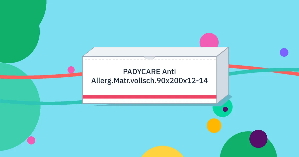 Symbolbild: Packung mit der Aufschrift PADYCARE Anti Allerg.Matr.vollsch.90x200x12-14 (PZN 03510693) – Verfügbarkeit und Bezug in Apotheken in Frankfurt am Main