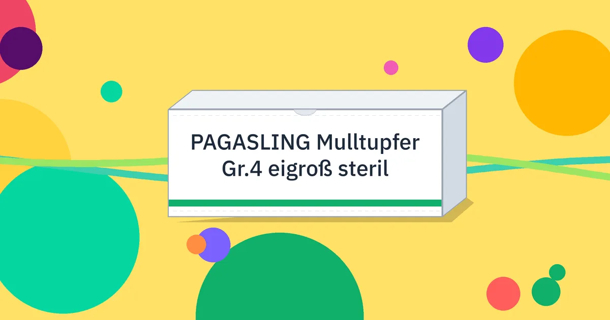 Symbolbild: Packung mit der Aufschrift PAGASLING Mulltupfer Gr.4 eigroß steril (PZN 17600276) – Verfügbarkeit und Bezug in Apotheken in Frankfurt am Main