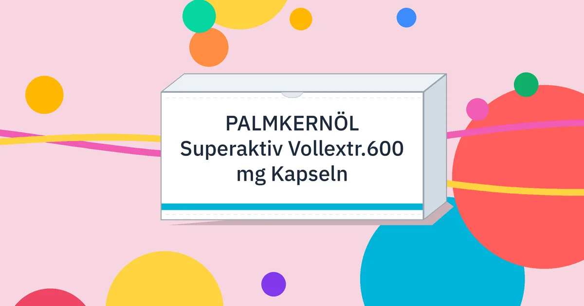 Symbolbild: Packung mit der Aufschrift PALMKERNÖL Superaktiv Vollextr.600 mg Kapseln (PZN 13695742) – Verfügbarkeit und Bezug in Apotheken in Frankfurt am Main