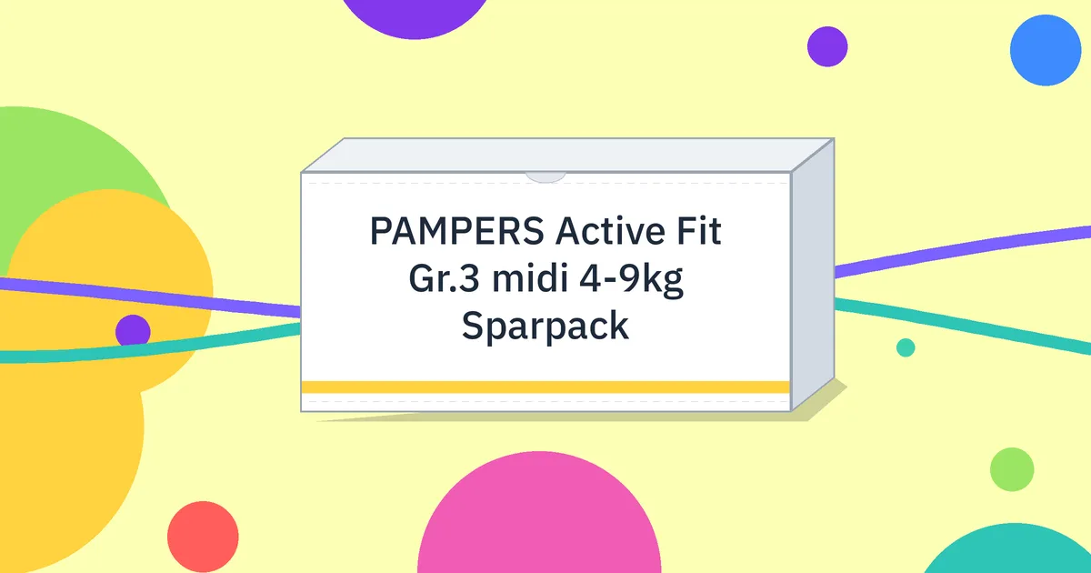 Symbolbild: Packung mit der Aufschrift PAMPERS Active Fit Gr.3 midi 4-9kg Sparpack (PZN 10256427) – Verfügbarkeit und Bezug in Apotheken in Frankfurt am Main
