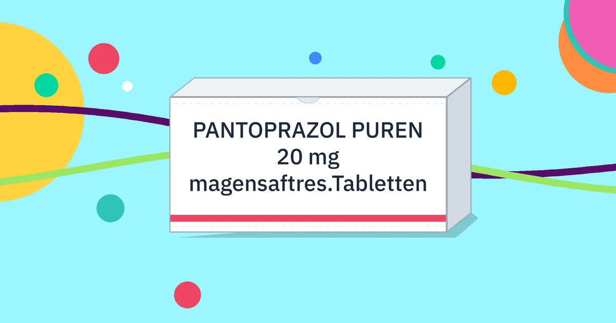Symbolbild: Packung mit der Aufschrift PANTOPRAZOL PUREN 20 mg magensaftres.Tabletten (PZN 11357107) – Verfügbarkeit und Bezug in Apotheken in Frankfurt am Main