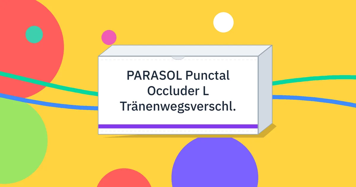 Symbolbild: Packung mit der Aufschrift PARASOL Punctal Occluder L Tränenwegsverschl. (PZN 05354197) – Verfügbarkeit und Bezug in Apotheken in Frankfurt am Main