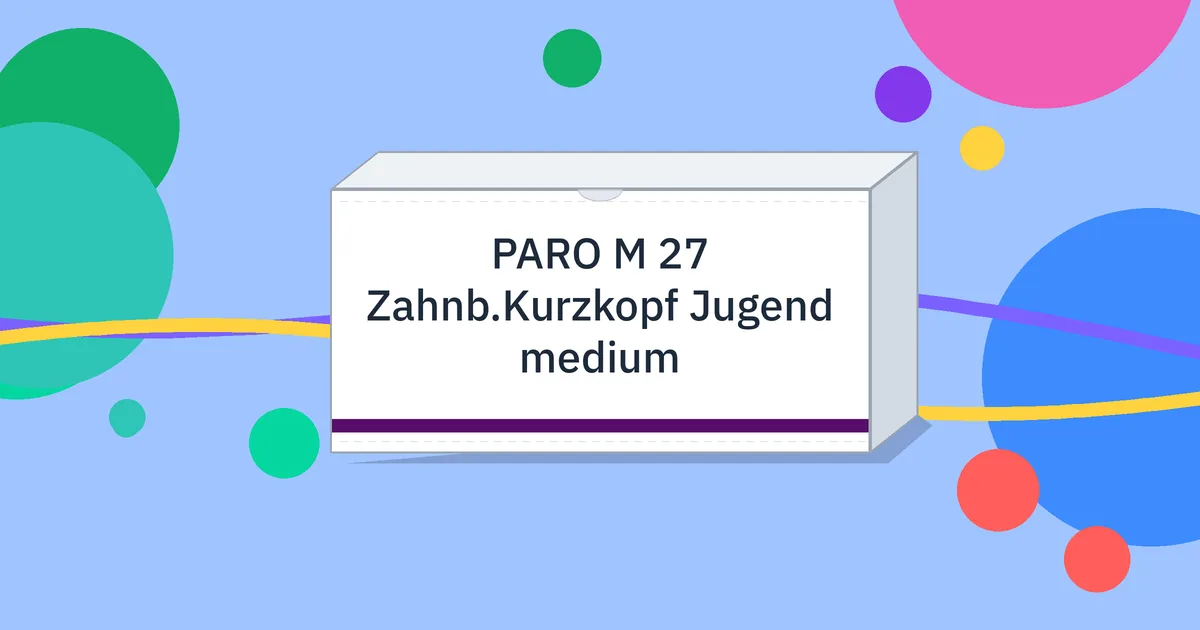 Symbolbild: Packung mit der Aufschrift PARO M 27 Zahnb.Kurzkopf Jugend medium (PZN 07235491) – Verfügbarkeit und Bezug in Apotheken in Frankfurt am Main