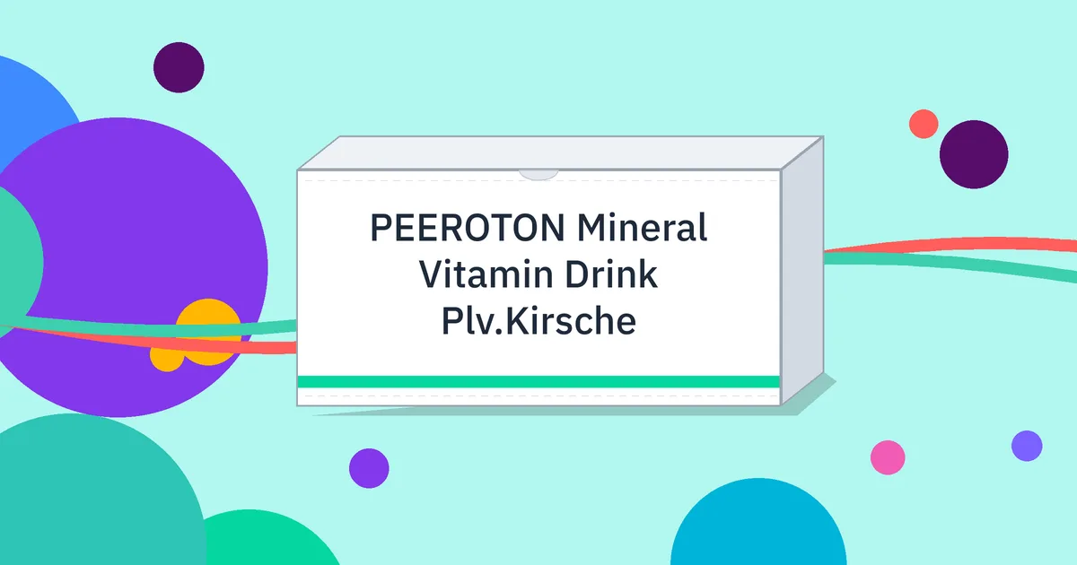 Symbolbild: Packung mit der Aufschrift PEEROTON Mineral Vitamin Drink Plv.Kirsche (PZN 09377462) – Verfügbarkeit und Bezug in Apotheken in Frankfurt am Main