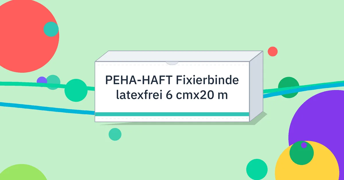 Symbolbild: Packung mit der Aufschrift PEHA-HAFT Fixierbinde latexfrei 6 cmx20 m (PZN 13745411) – Verfügbarkeit und Bezug in Apotheken in Frankfurt am Main