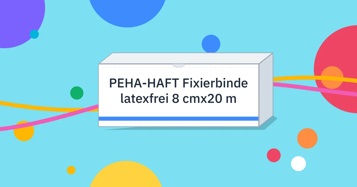 Symbolbild: Packung mit der Aufschrift PEHA-HAFT Fixierbinde latexfrei 8 cmx20 m (PZN 19703112) – Verfügbarkeit und Bezug in Apotheken in Frankfurt am Main