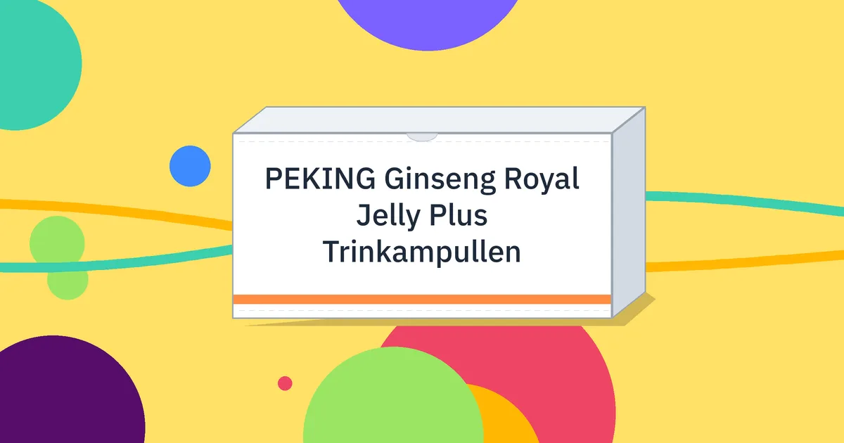 Symbolbild: Packung mit der Aufschrift PEKING Ginseng Royal Jelly Plus Trinkampullen (PZN 05460605) – Verfügbarkeit und Bezug in Apotheken in Frankfurt am Main