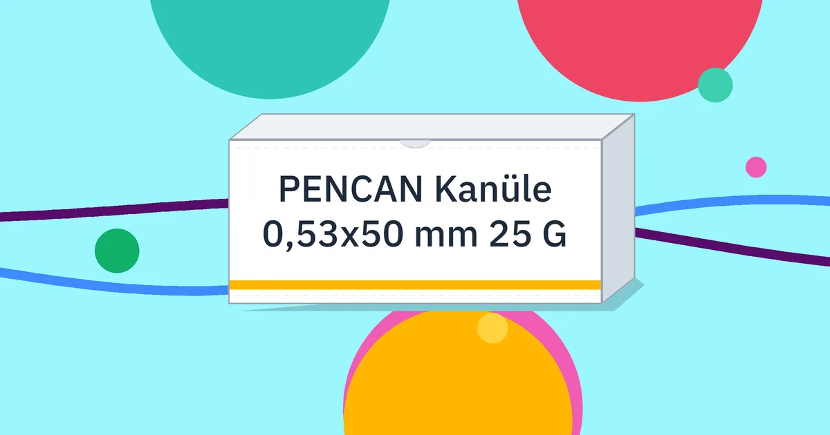 Symbolbild: Packung mit der Aufschrift PENCAN Kanüle 0,53x50 mm 25 G (PZN 00192815) – Verfügbarkeit und Bezug in Apotheken in Frankfurt am Main