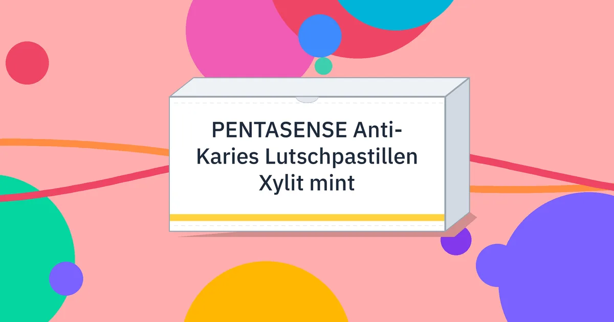 Symbolbild: Packung mit der Aufschrift PENTASENSE Anti-Karies Lutschpastillen Xylit mint (PZN 19622282) – Verfügbarkeit und Bezug in Apotheken in Frankfurt am Main