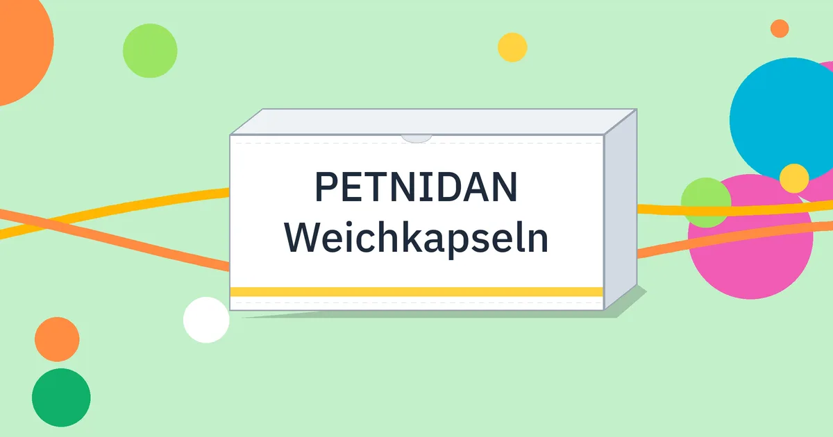 Symbolbild: Packung mit der Aufschrift PETNIDAN Weichkapseln (PZN 00796625) – Verfügbarkeit und Bezug in Apotheken in Frankfurt am Main