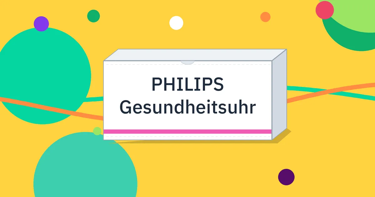 Symbolbild: Packung mit der Aufschrift PHILIPS Gesundheitsuhr (PZN 11380299) – Verfügbarkeit und Bezug in Apotheken in Frankfurt am Main