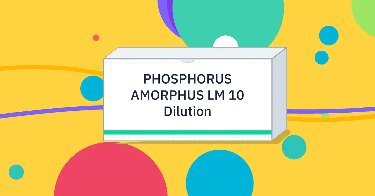 Symbolbild: Packung mit der Aufschrift PHOSPHORUS AMORPHUS LM 10 Dilution (PZN 13034383) – Verfügbarkeit und Bezug in Apotheken in Frankfurt am Main