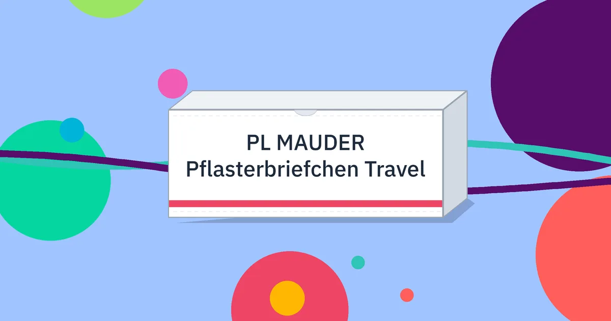 Symbolbild: Packung mit der Aufschrift PL MAUDER Pflasterbriefchen Travel (PZN 19435775) – Verfügbarkeit und Bezug in Apotheken in Frankfurt am Main