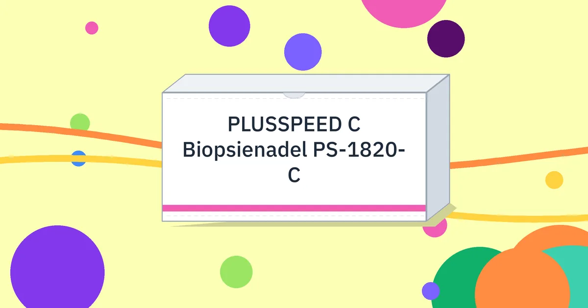 Symbolbild: Packung mit der Aufschrift PLUSSPEED C Biopsienadel PS-1820-C (PZN 15632846) – Verfügbarkeit und Bezug in Apotheken in Frankfurt am Main