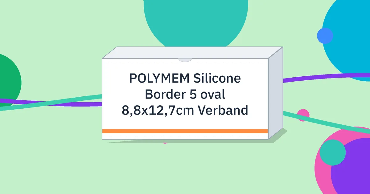 Symbolbild: Packung mit der Aufschrift POLYMEM Silicone Border 5 oval 8,8x12,7cm Verband (PZN 19100508) – Verfügbarkeit und Bezug in Apotheken in Frankfurt am Main