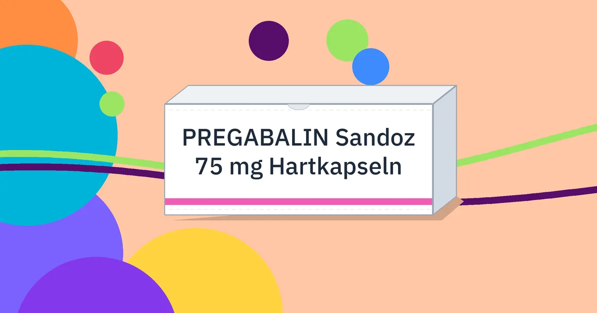 Symbolbild: Packung mit der Aufschrift PREGABALIN Sandoz 75 mg Hartkapseln (PZN 16887028) – Verfügbarkeit und Bezug in Apotheken in Frankfurt am Main