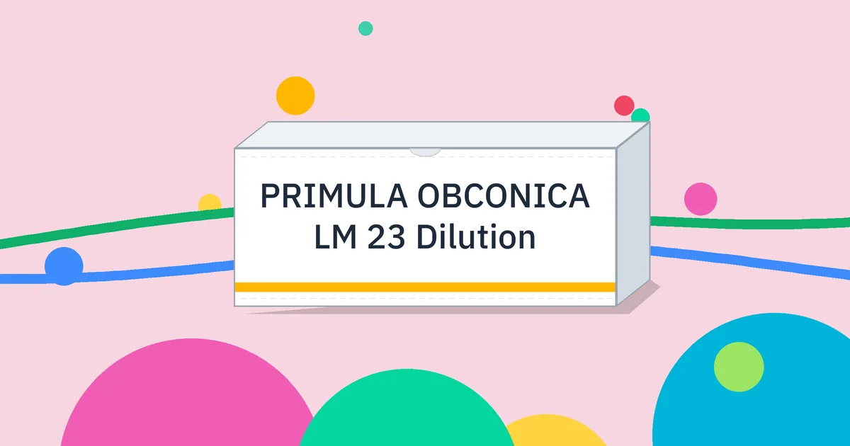 Symbolbild: Packung mit der Aufschrift PRIMULA OBCONICA LM 23 Dilution (PZN 13667148) – Verfügbarkeit und Bezug in Apotheken in Frankfurt am Main