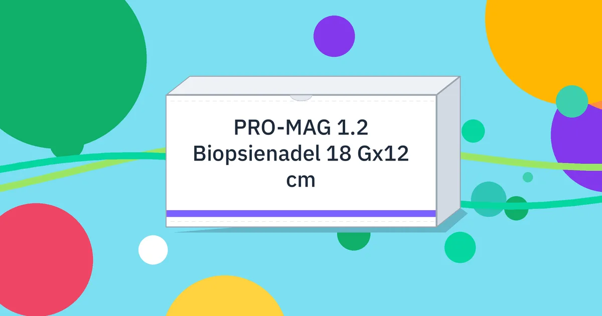 Symbolbild: Packung mit der Aufschrift PRO-MAG 1.2 Biopsienadel 18 Gx12 cm (PZN 06768222) – Verfügbarkeit und Bezug in Apotheken in Frankfurt am Main