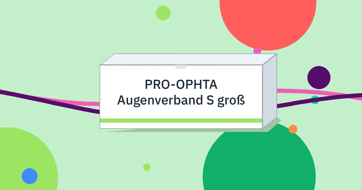 Symbolbild: Packung mit der Aufschrift PRO-OPHTA Augenverband S groß (PZN 07202190) – Verfügbarkeit und Bezug in Apotheken in Frankfurt am Main