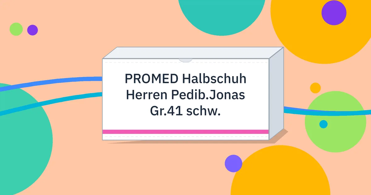 Symbolbild: Packung mit der Aufschrift PROMED Halbschuh Herren Pedib.Jonas Gr.41 schw. (PZN 11709813) – Verfügbarkeit und Bezug in Apotheken in Frankfurt am Main