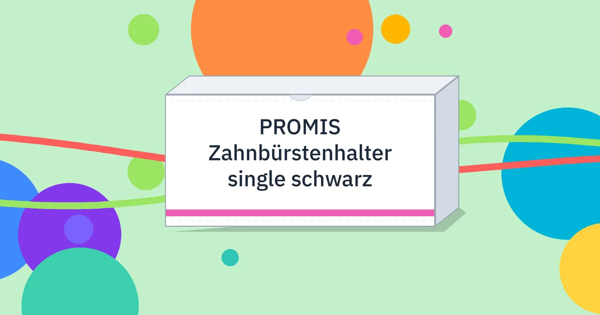 Symbolbild: Packung mit der Aufschrift PROMIS Zahnbürstenhalter single schwarz (PZN 17873755) – Verfügbarkeit und Bezug in Apotheken in Frankfurt am Main