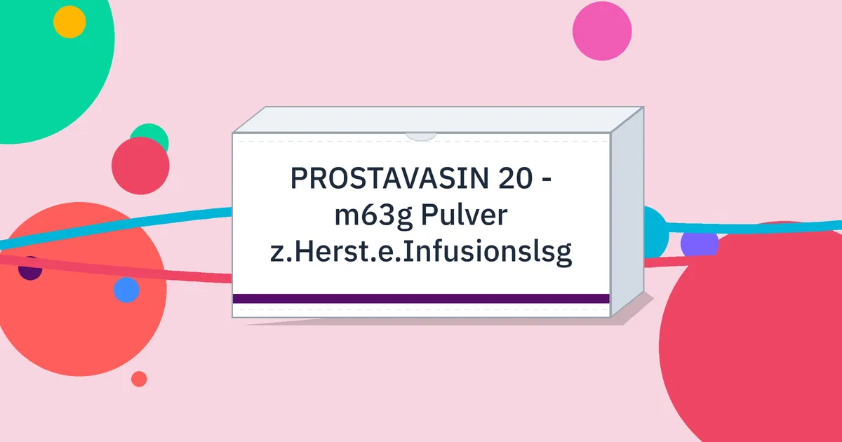Symbolbild: Packung mit der Aufschrift PROSTAVASIN 20 -m63g Pulver z.Herst.e.Infusionslsg (PZN 10923059) – Verfügbarkeit und Bezug in Apotheken in Frankfurt am Main