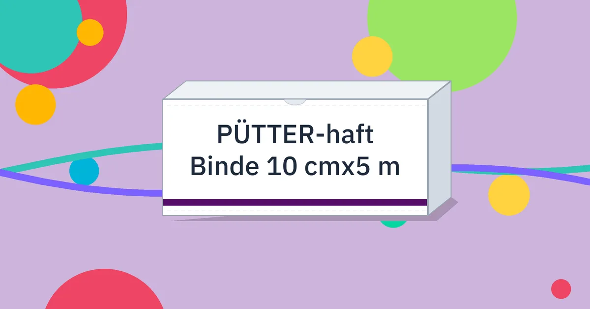 Symbolbild: Packung mit der Aufschrift PÜTTER-haft Binde 10 cmx5 m (PZN 10109330) – Verfügbarkeit und Bezug in Apotheken in Frankfurt am Main
